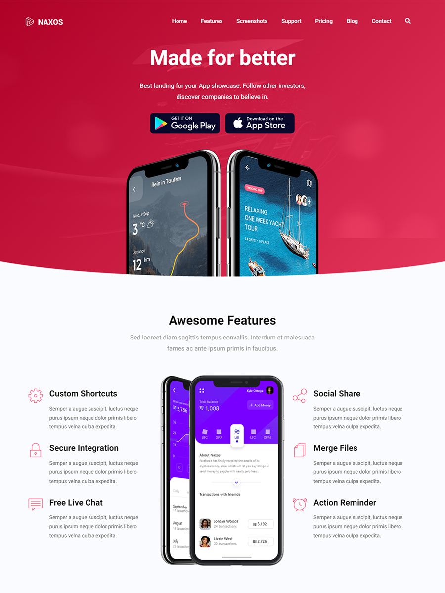 Naxos React Next JS App Landing Page Template AthenaStudio